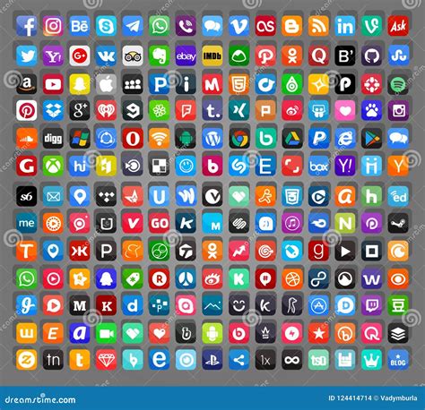 Set Of Popular Social Media Icons Editorial Stock Image Illustration