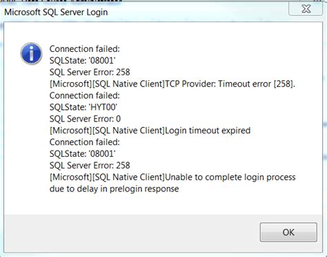 getting a sql server error 258 when connecting via a vpn stack overflow