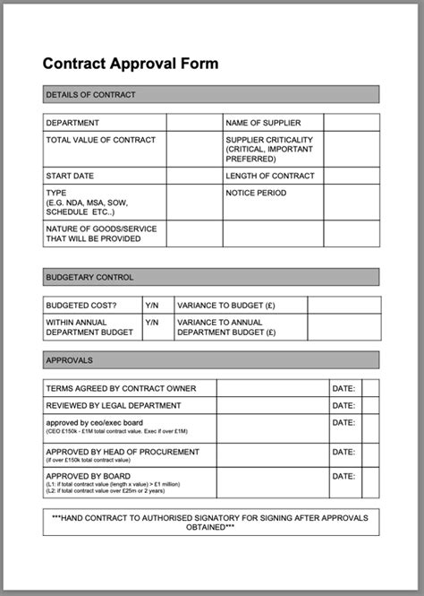 An Example Contract Approval Form Caf