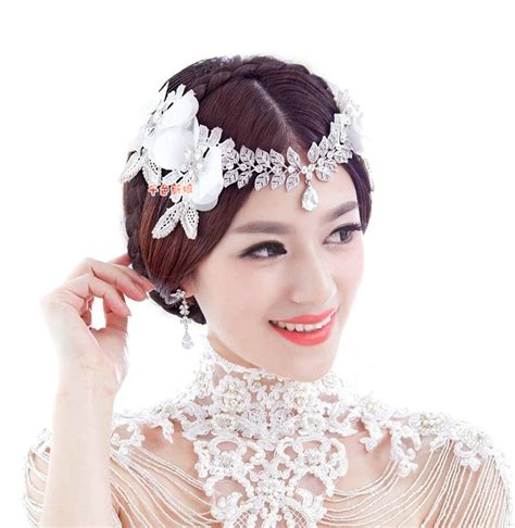 Buy Wholesale Elegant Alloy Rhinestone Crystal Lace Flower Headband