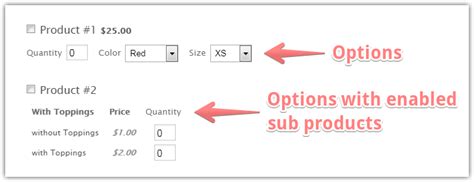 how to horizontally align product options on purchase form