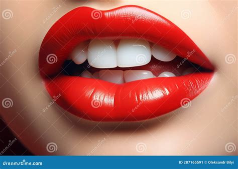 Smile With White Teeth And Red Lips Stock Image Image Of Healthy