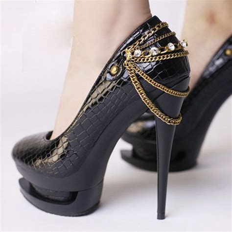 Dual Platform With Chain High Heels Stilettos Heels Women Shoes