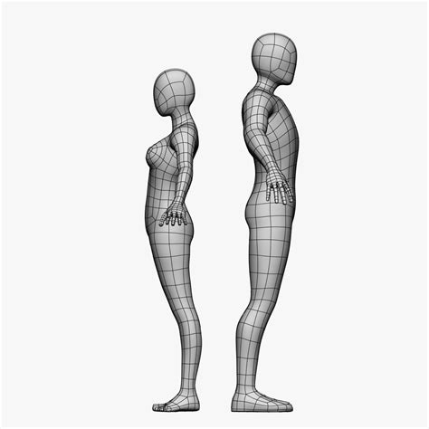 Low Poly Base Mesh Female Male 3d Model 15 Lwo Obj Free3d