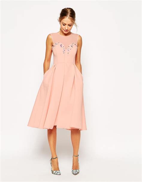 Asos Embellished Plunge Scuba Debutante Dress