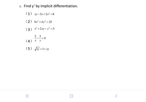 Answered 2 Find Y By Implicit Differentiation … Bartleby