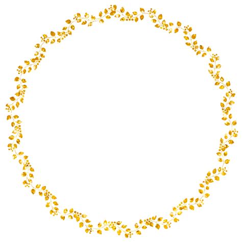 Moldura Circular Decorada Com Pequenas Folhas Douradas Cintilantes Png