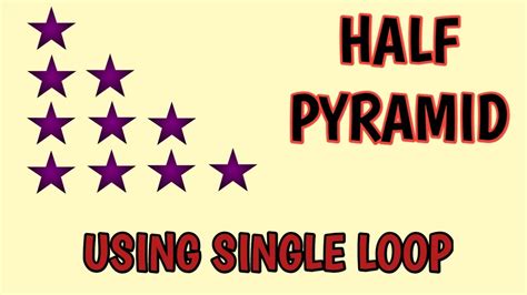 half pyramid star pattern using single loop simple program in c