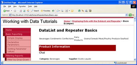 displaying data with the datalist and repeater controls c