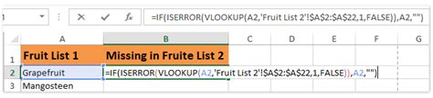 how to compare two columns for highlighting missing values in excel