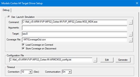 fast models debugger configuration debug driver configuration
