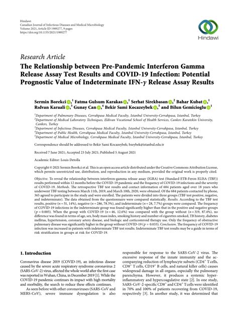 Pdf The Relationship Between Pre Pandemic Interferon Gamma Release