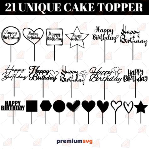 Happy Birthday Cake Topper Svg Bundle And Cut Files Premiumsvg