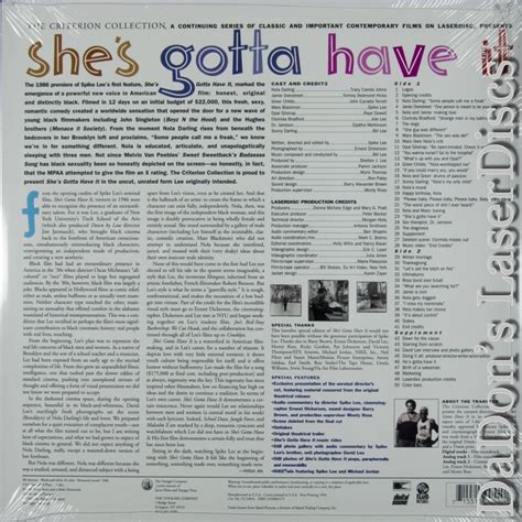 Shes Gotta Have It Laserdisc Rare Laserdiscs Criterion Laserdiscs