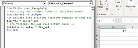 excel vba fix function tutorial and example