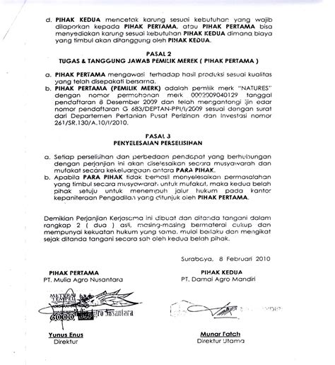 Contoh Surat Perjanjian Kontrak Kerja Yang Baik Dan Benar Delinewstv