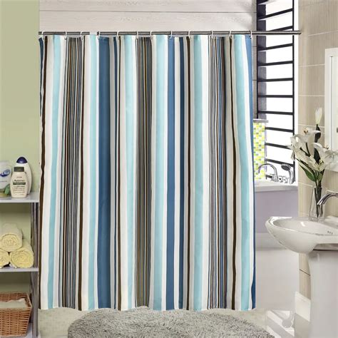 Buy Striped Fabric Polyester Bathtub Shower Curtain