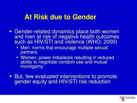 Ppt Promoting Gender Equity Among Men To Reduce Hiv Sti Risk