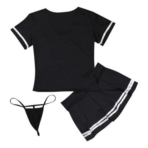 Sexy Cheerleader Uniform Lingerie Sports Costume T Shirt Top Mini Skirt