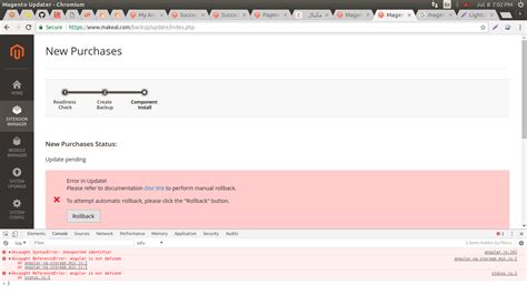 error in installing an extension via setup wizard in magento admin