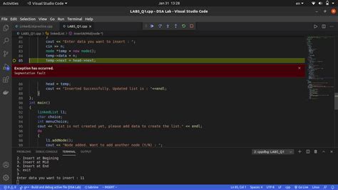 segfault while inserting node at mid of a linked list in c stack