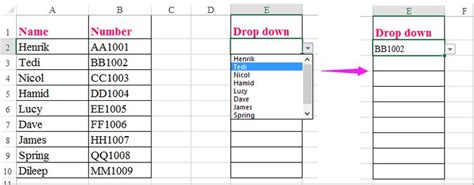 doc dropdown different values 1 different values f names excel