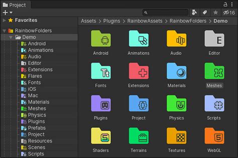 rainbow folders 2 utilities tools unity asset store