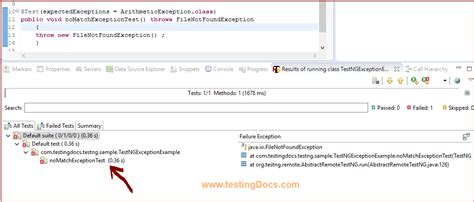 testng exception test example testingdocs