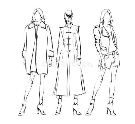 Croquis De Filles Mode Silhouette Stock Illustrations Vecteurs