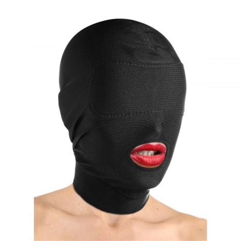 Disguise Open Mouth Hood With Padded Blindfold Bondage Mask Bdsm