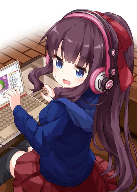 Safebooru 1girl Bangs Black Legwear Blue Eyes Blue Hoodie Blunt Bangs