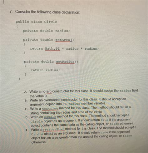 solved 7 consider the following class declaration public