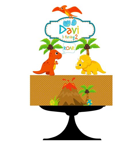 Topper Digital Personalizado De La Torta Del Dinosaurio Etsy