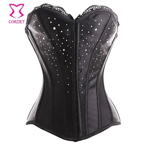 Corzzet Corset Black Satin Beading Bridal Corset And Bustiers Waist