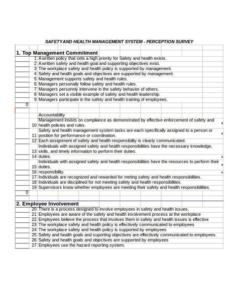 Excel Questionnaire Template