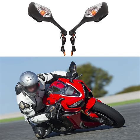 Black Motorcycle Rearview Mirror Side Rear View Mirror With Turn Signal