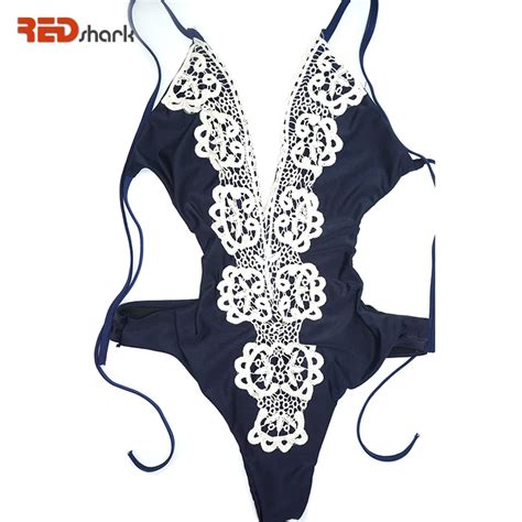 Redshark 2017 New White Pure Lace One Pieceslow Waist Womens Swimwear