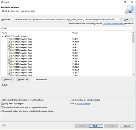 ccs codecomposer compiler version selection restrictions and troubles
