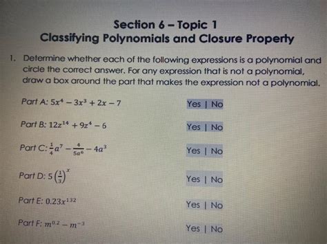 solved section 6 topic 1 classifying polynomials and cl