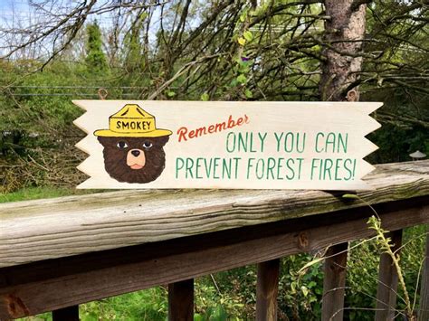 Smokey The Bear Sign Rustic Sign Lodge Sign Cabin Etsy Smokey The