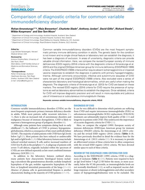 Pdf Comparison Of Diagnostic Criteria For Common Variable