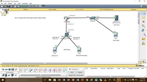 how to configure dhcp ip helper address in cisco packet tracert youtube