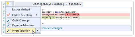 invert selection coderush devexpress documentation