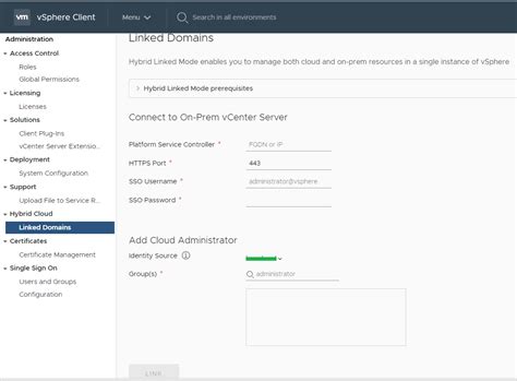 how to configure hybrid linked mode hlm using vcenter rest api