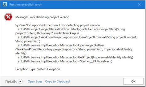 error detecting project version occurs help uipath community forum