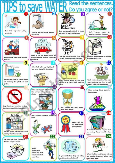 Tips To Save Water Pictionary Save Water Kindergarten Worksheets