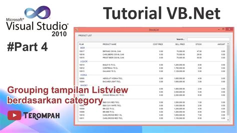 belajar vb membuat grouping pada tampilan listview