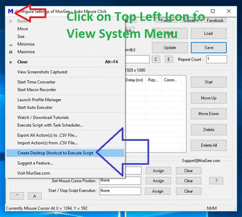 configure auto mouse click software with settings and other parameters