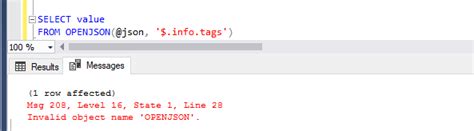 how to fix “invalid object name openjson” in sql server 2016