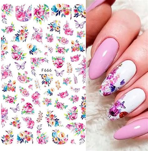 3d Flower Nail Art Stickers Self Adhesive Decals Acrylic Temu Australia